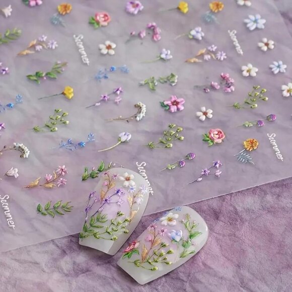 Accessories | 5d Embossed Flower Nail Stickers For Nail Art Flower Nail ...